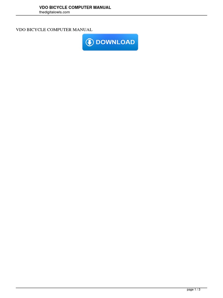 Vdo Bicycle Computer Manual | PDF | Mass Media | Computing