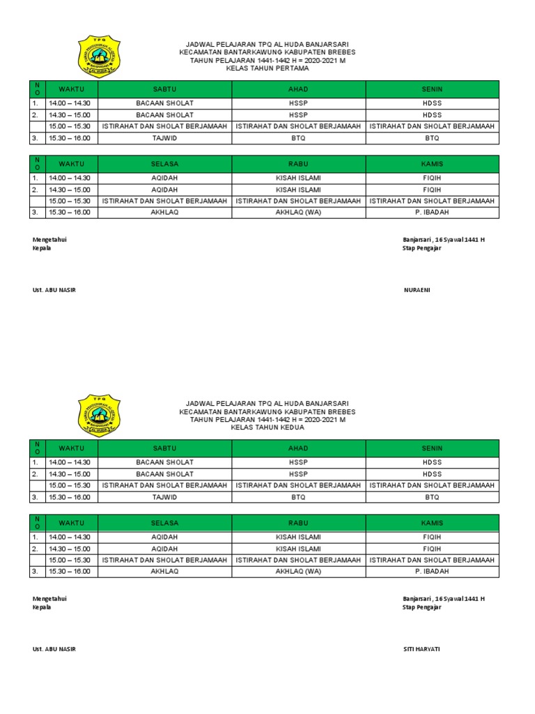 4.jadwal TPQ | PDF