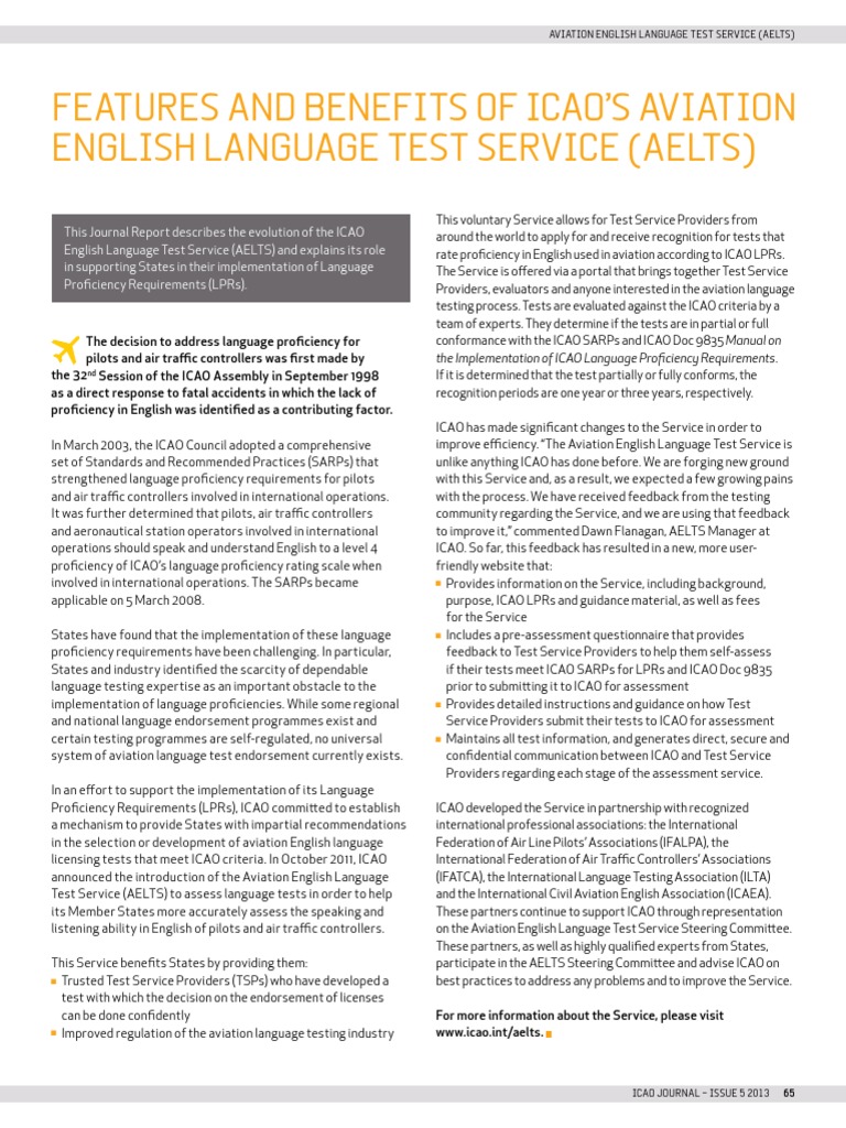 Features and Benefits of ICAOs Aviation English Language Test Service ...