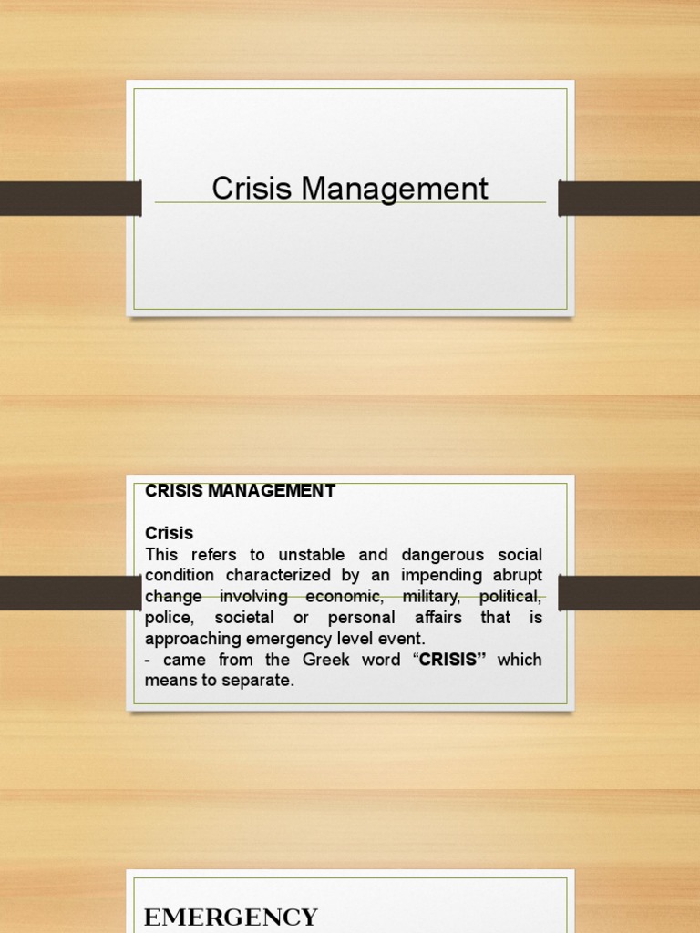 Crisis Management 1 | PDF | Crisis Management | Emergency