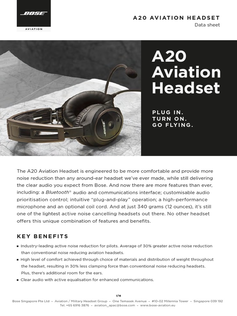 BOSE - Data Sheet For Model A20 - Aviation Headset - APAC - Email ...