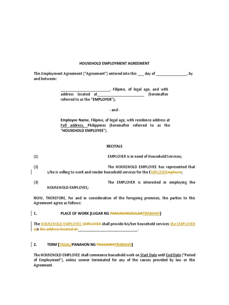 22 Nov 2018 Kasamabay Employment Agreement (Draft) | PDF | Employment ...