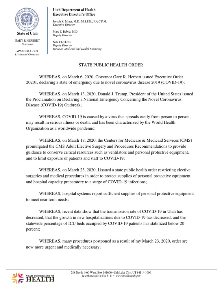 State Public Health Order | PDF | Health Professional | Physician
