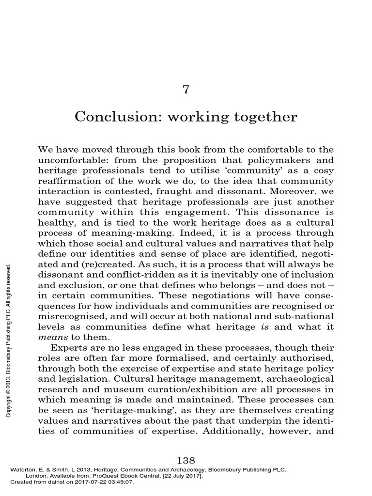 Conclusion: Working Together: Means To Them | PDF | Expert | Archaeology