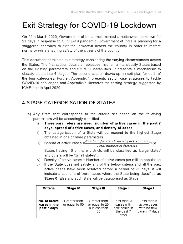 Draft Exit Strategy For COVID-19 Lockdown PDF | PDF | Public Transport ...