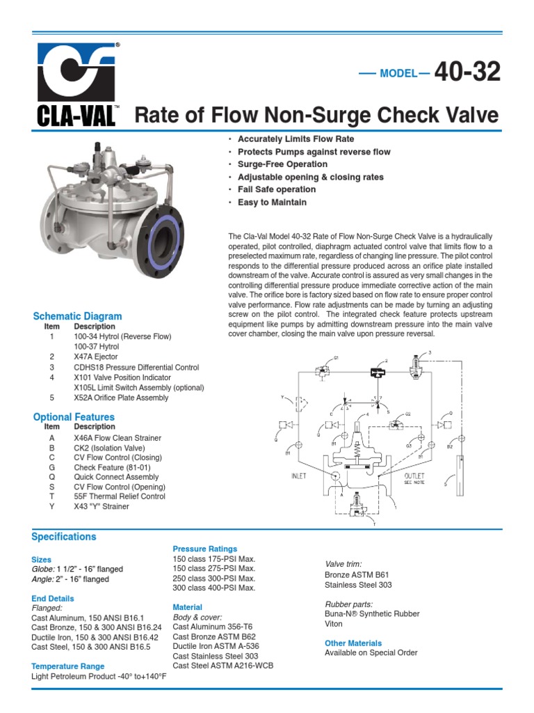 Rate of Flow Non-Surge Check Valve: Model | PDF | Valve | Hydraulics