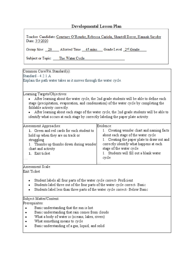 Water Cycle Lesson Plan | PDF | Water Vapor | Precipitation