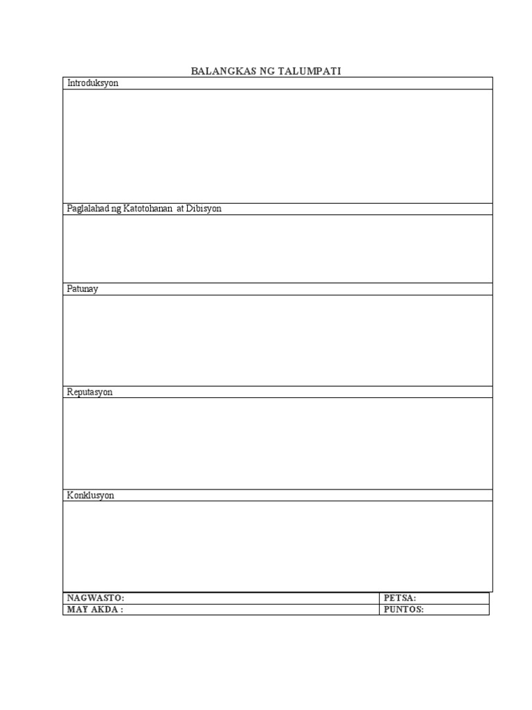 Balangkas NG Talumpati: Introduksyon | PDF