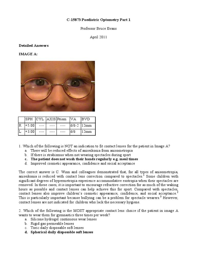 Paediatric Optometry Part 1 | PDF | Contact Lens | Face