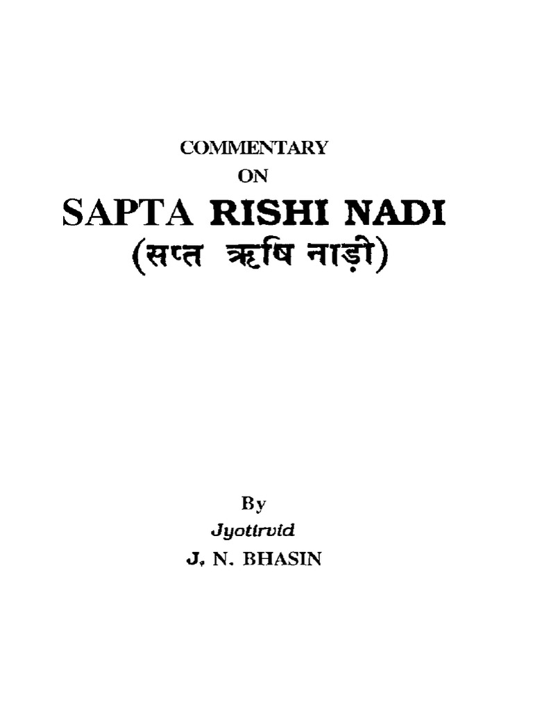 Jyotish - 1992 - J.H. Bhasin - Commentary On Sapta Rishi Nadi PDF | PDF ...
