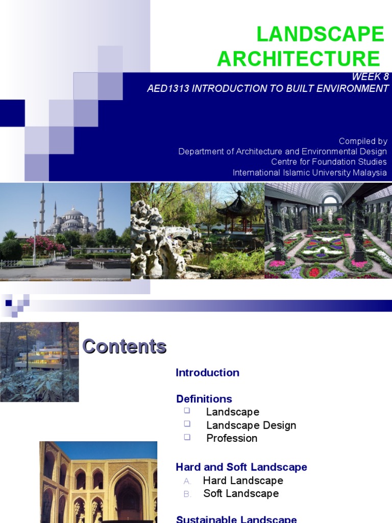 Landscape Architecture: Week 8 Aed1313 Introduction To Built ...