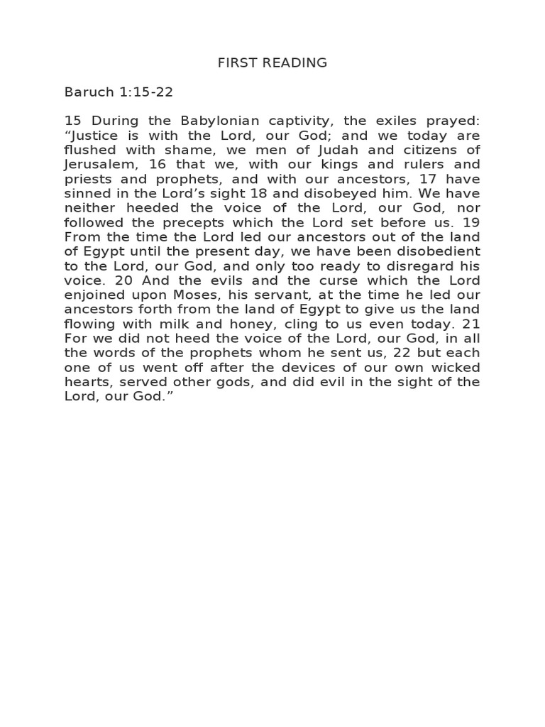 Readings, Mass Introduction and Prayers of The Faithful October 4, 2019 ...