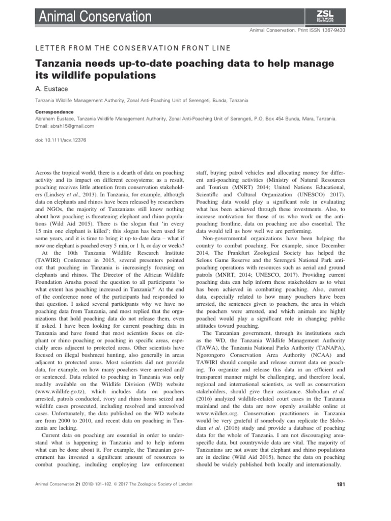 Tanzania Poaching Data Needs | PDF | Poaching | Crime & Violence