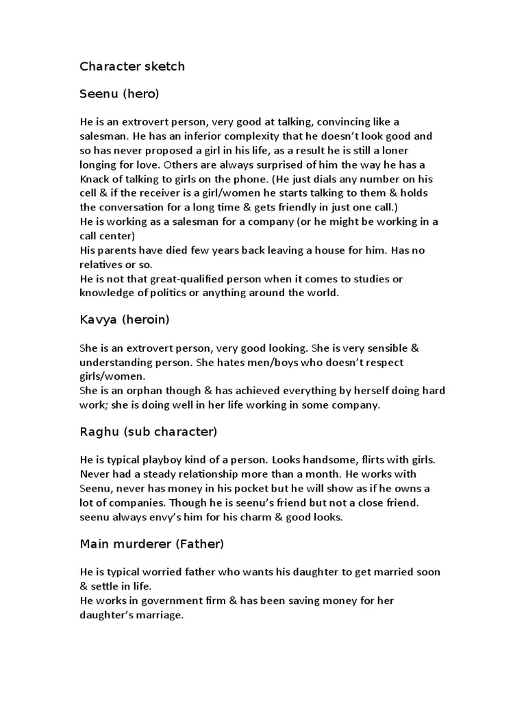 Sample of Character Sketch | PDF