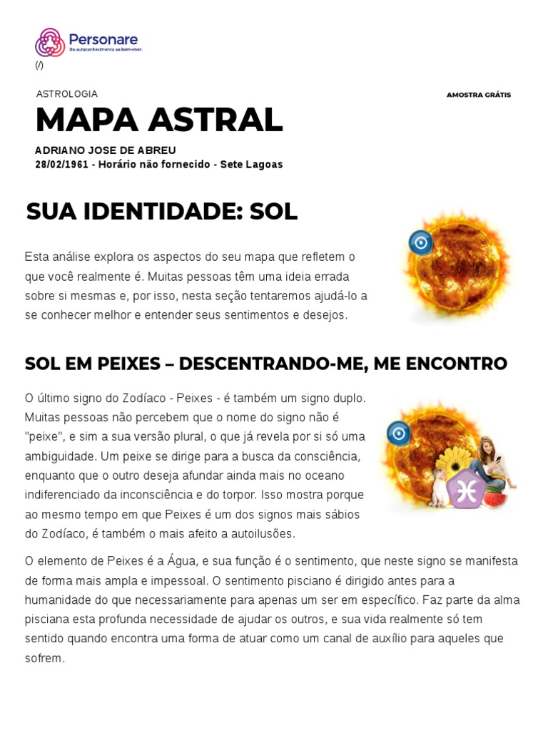 Mapa Astral - Mapa Mini de ADRIANO JOSE DE ABREU - Personare | PDF ...