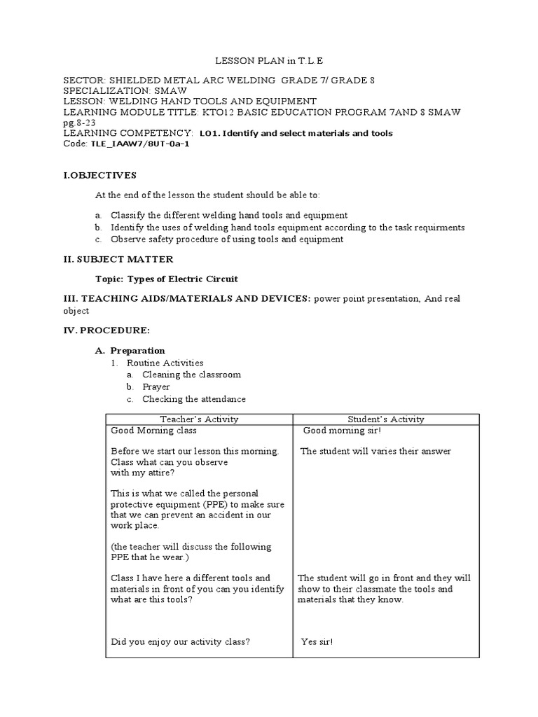 Lesson Plan | PDF | Series And Parallel Circuits | Personal Protective ...