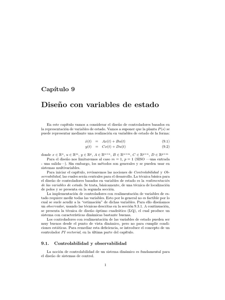 03 Diseño Con Variables de Estado | PDF | Valores propios y vectores ...
