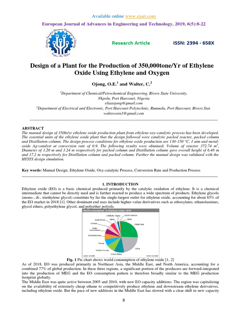 Design of A Plant For The Production of 350,000tone/yr of Ethylene ...
