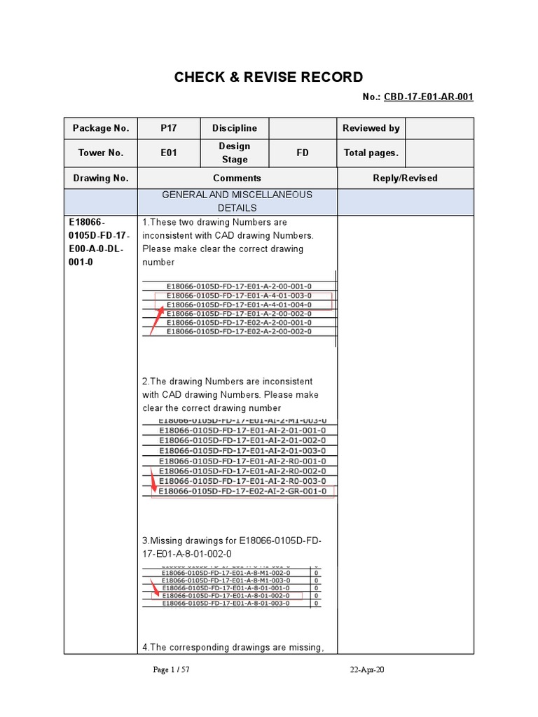 Ifc Check & Revise Record - Cbd-Cuc-E01-Ar-001 | PDF | Building ...