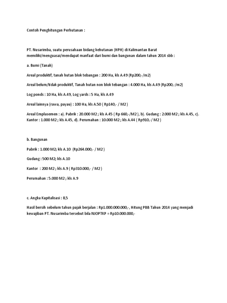 Contoh Penghitungan Perhutanan | PDF | Griya & Taman | Teknologi & Rekayasa