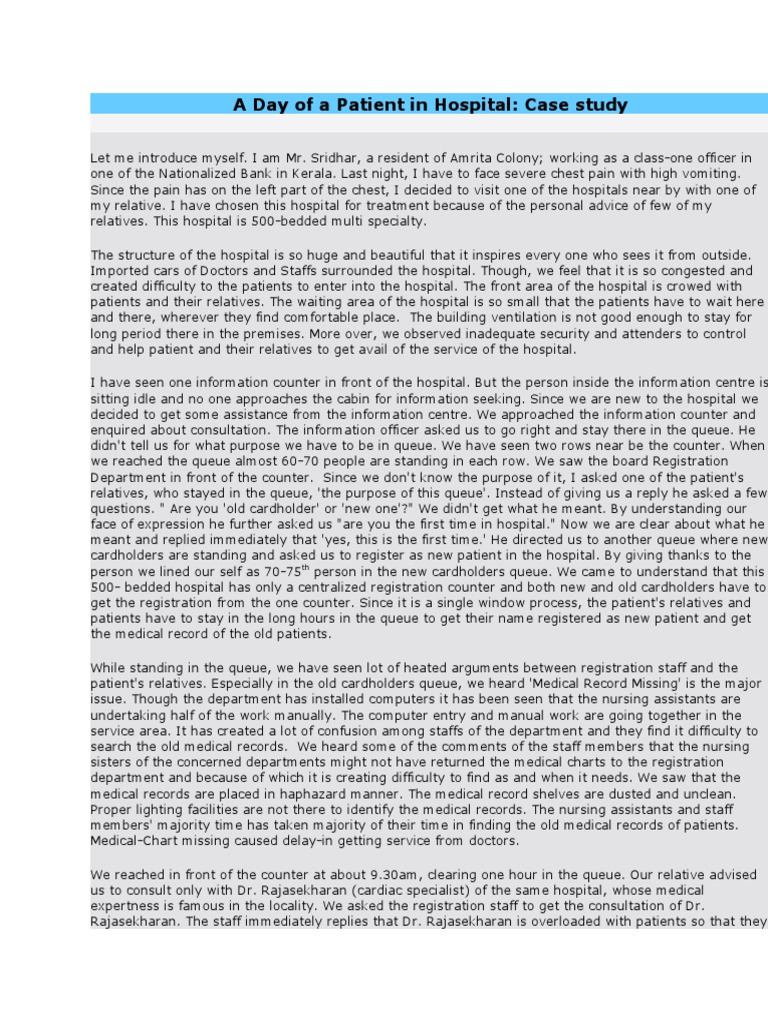 Patient Experience Case Study in Hospital | PDF | Hospital | Medical Record