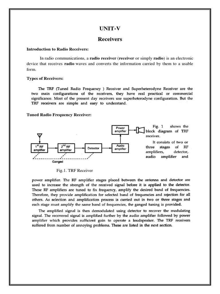 Unit-V Receivers: Introduction To Radio Receivers | PDF
