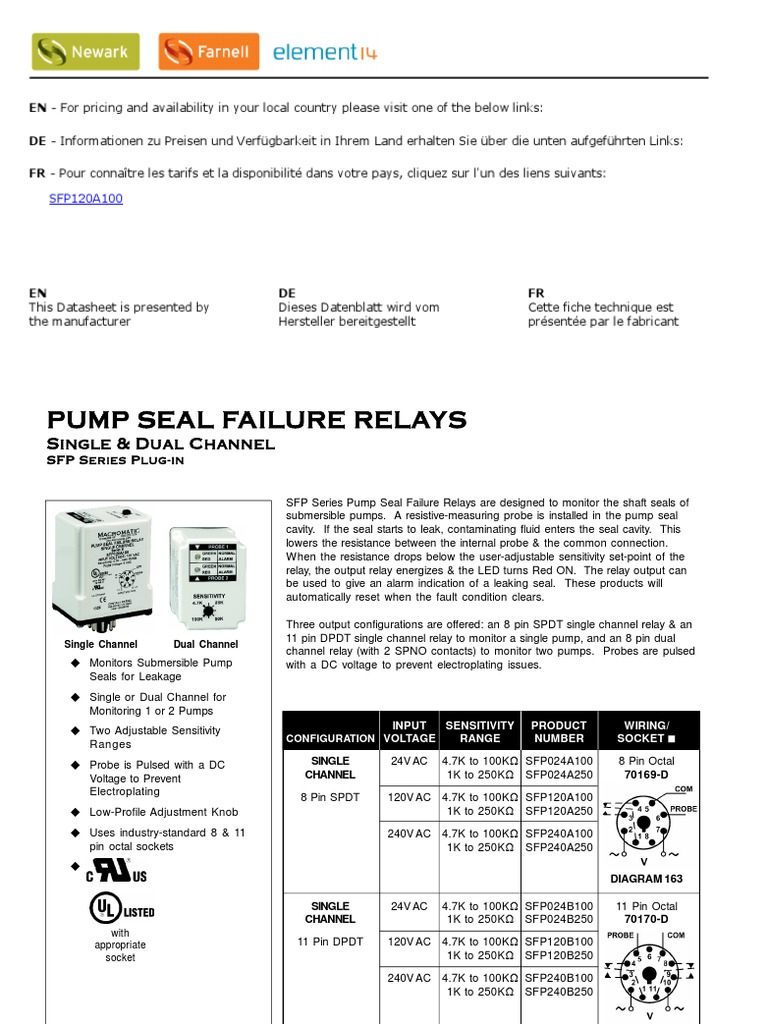 Pump Seal Failure Relay | PDF | Mains Electricity | Alternating Current