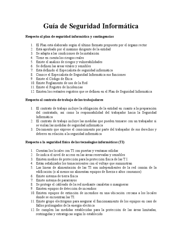 Guía de Documentos Que Deben Manejar Los Departamentos de Informática ...