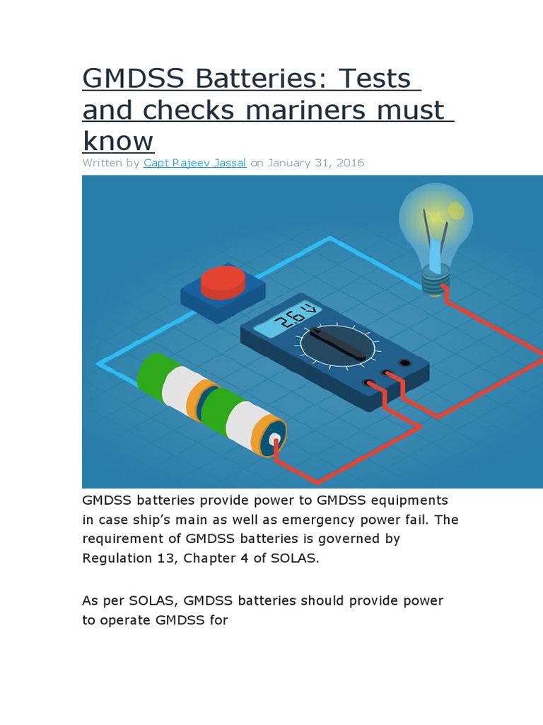 GMDSS Batteries: Tests and Checks Mariners Must Know: Written by On ...