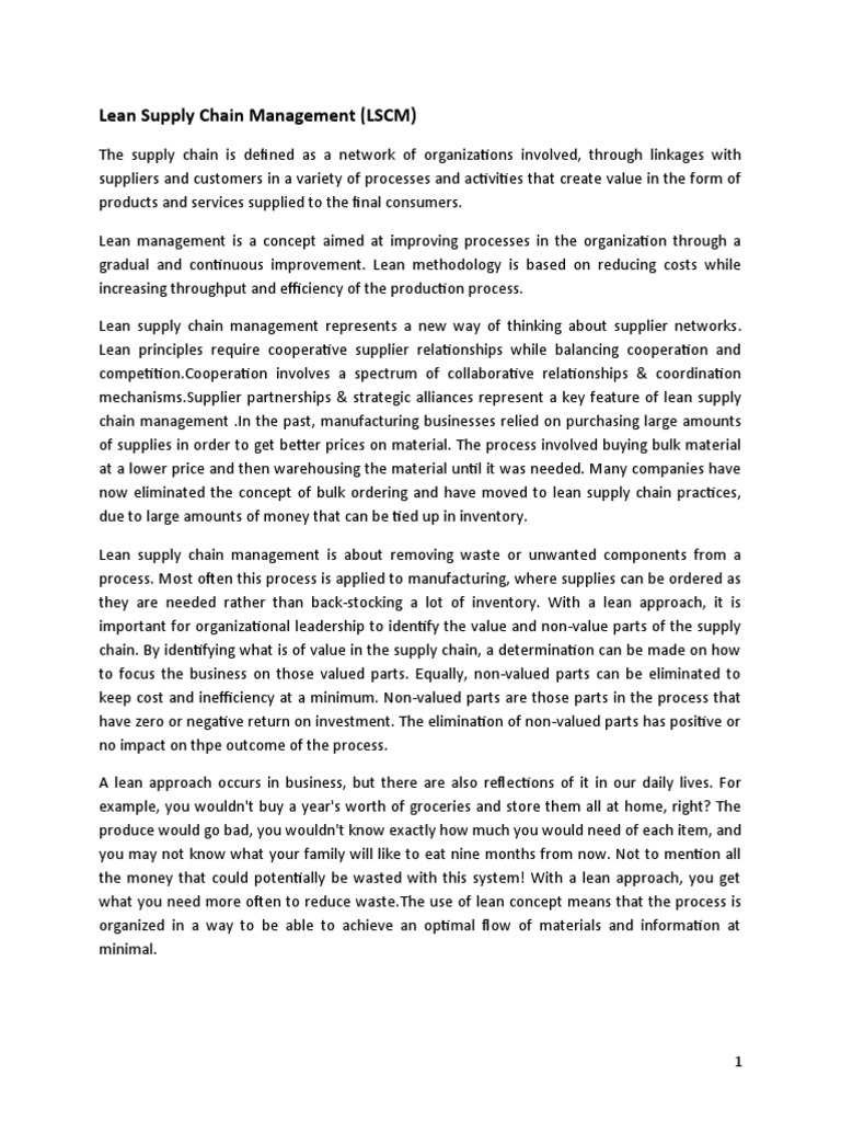 Lean Supply Chain Management (LSCM) | PDF | Lean Manufacturing | Supply Chain