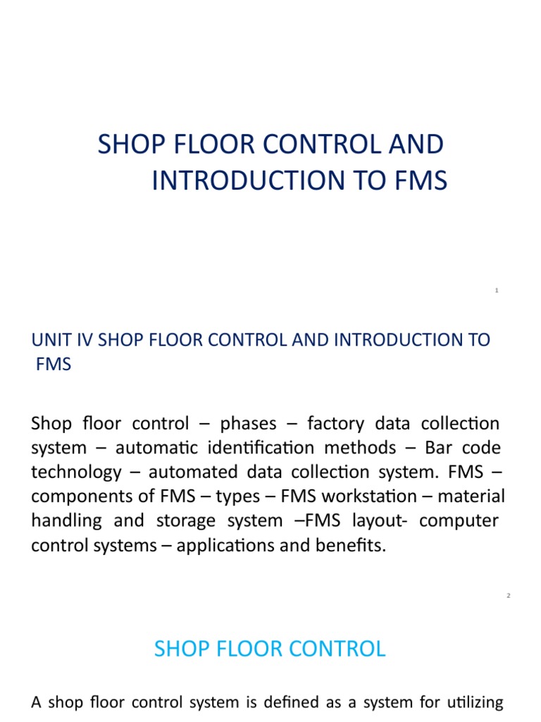 Shop Floor Control & FMS Overview | PDF | Barcode | Automation