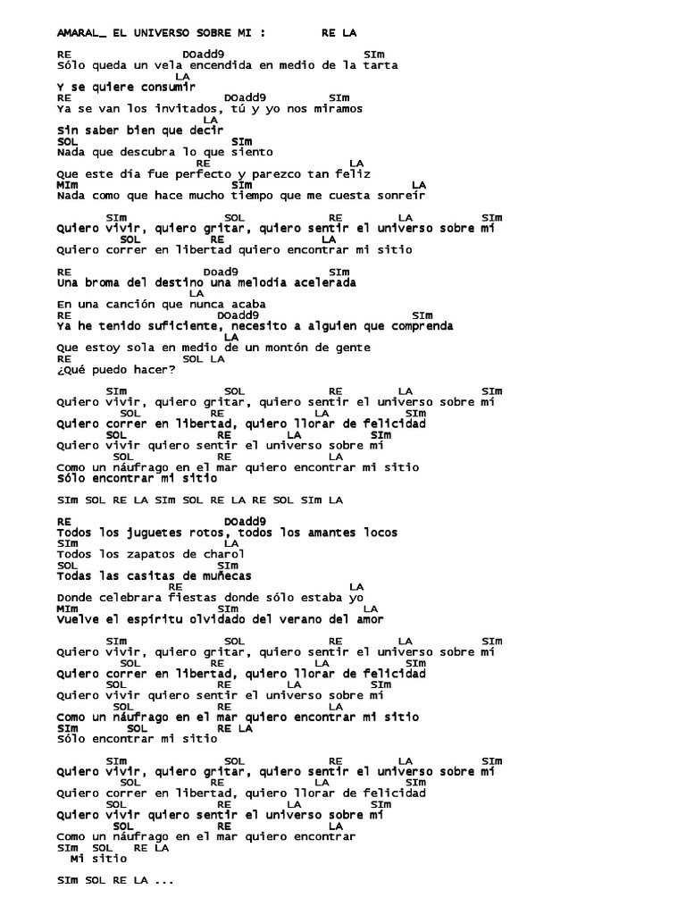 Amaral - El Universo Sobre Mi | PDF