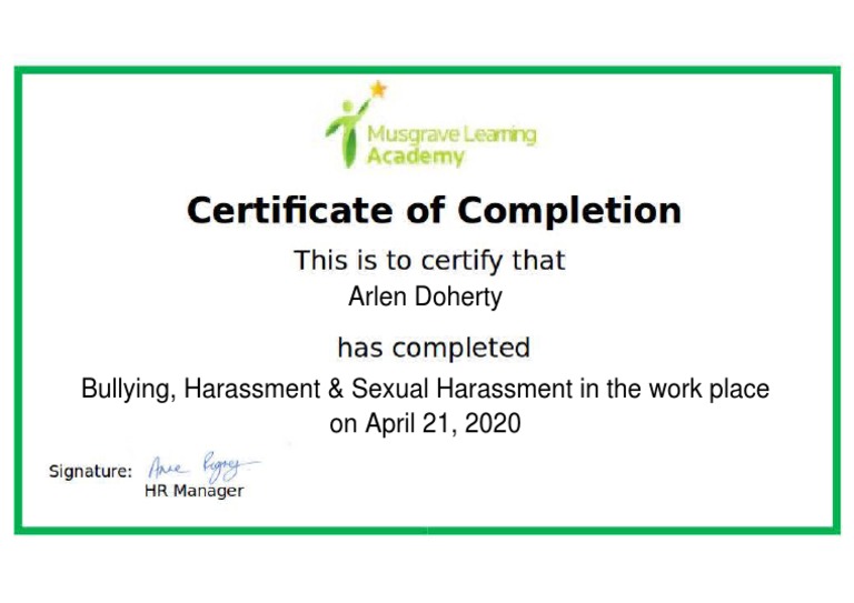Bullying - Harassment - Print Your Certificate Here PDF | PDF | Games ...