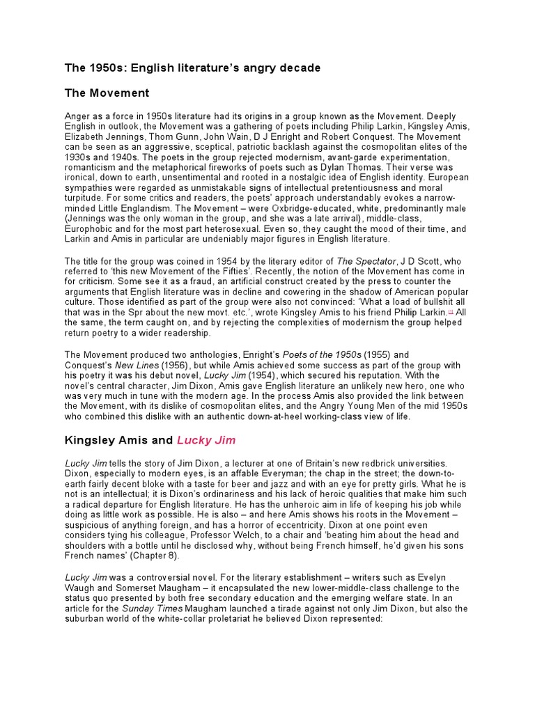 The Angry Decade in English Literature | PDF