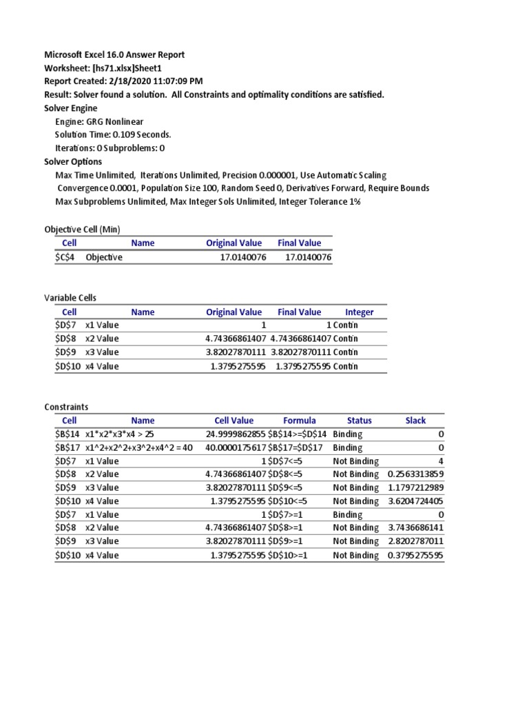 Excel Solver | PDF | Mathematical Optimization | Algorithms