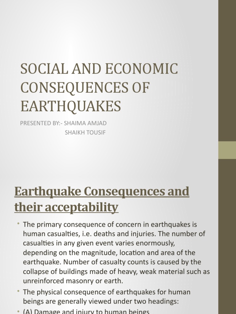 Social and Economic Impacts of Earthquakes | PDF | Earthquakes ...