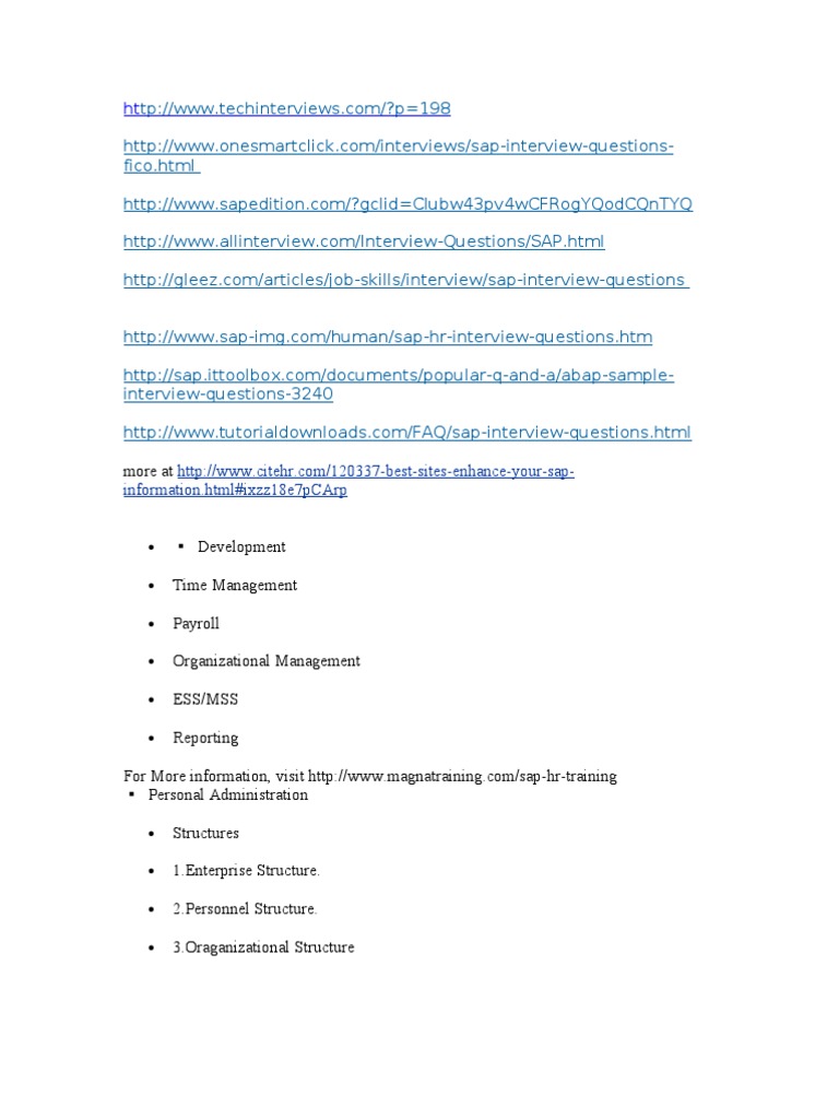 Sap HR Modules Details | PDF | Human Resources | Payroll
