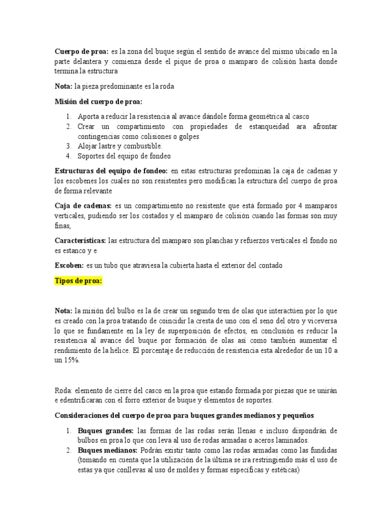 Cuerpo de Proa, Popa, Central | PDF | Envío | Transporte de agua