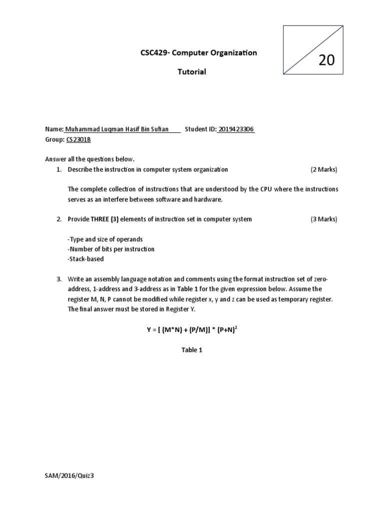 Tutorial Csc429 (Hasif) | PDF | Integrated Circuit | Classes Of Computers