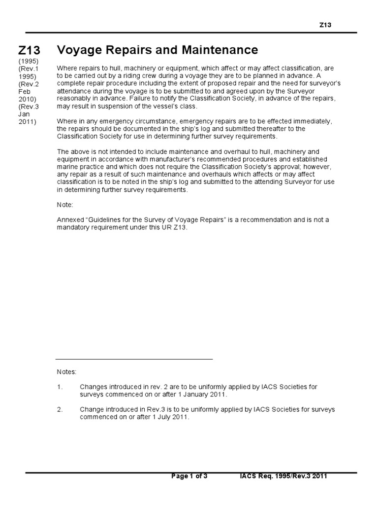 Z13 Voyage Repairs and Maintenance Z13 | PDF | Verification And Validation | Government
