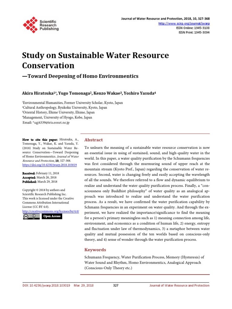 Study On Sustainable Water Resource Conservation-T PDF | PDF | Sound ...