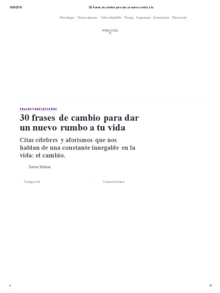 30 Frases de Cambio para Dar Un Nuevo Rumbo A Tu Vida | PDF | Science ...