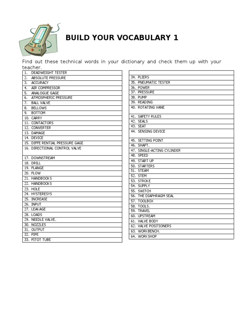 Technical Vocabulary List | PDF