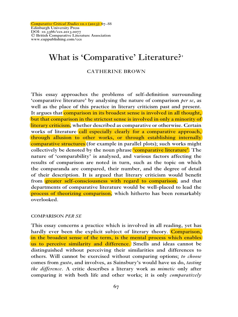 Defining Comparative Literature | PDF | Northanger Abbey | Literary ...