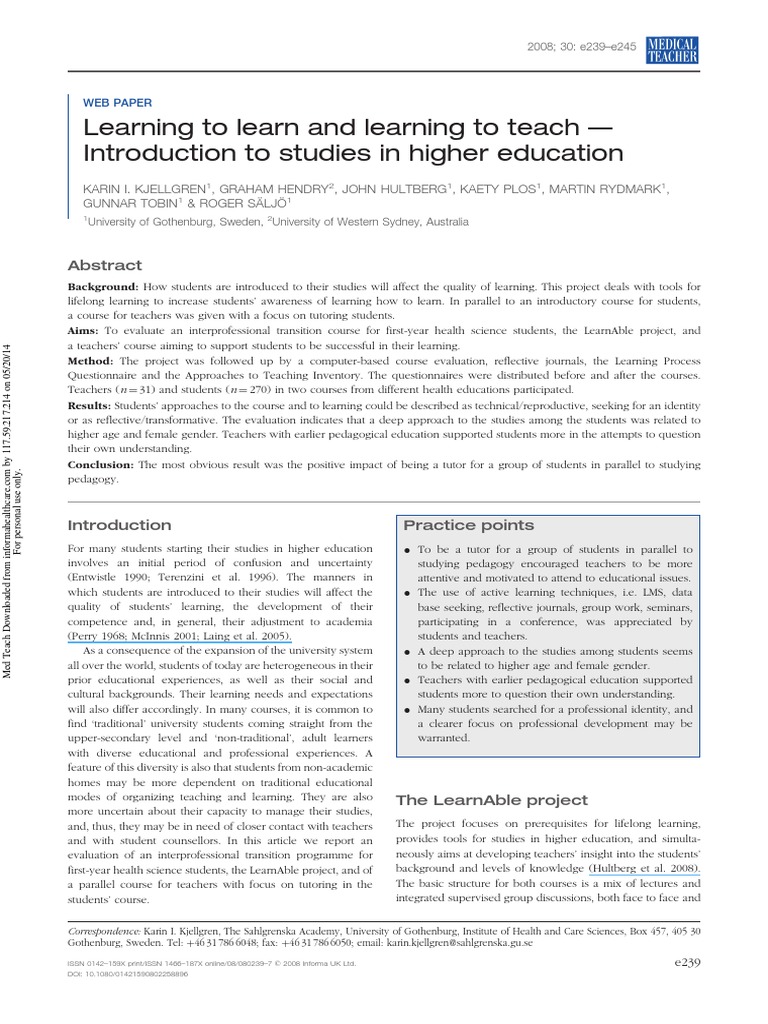 Enhancing Learning In Higher Education Pdf Educational Technology