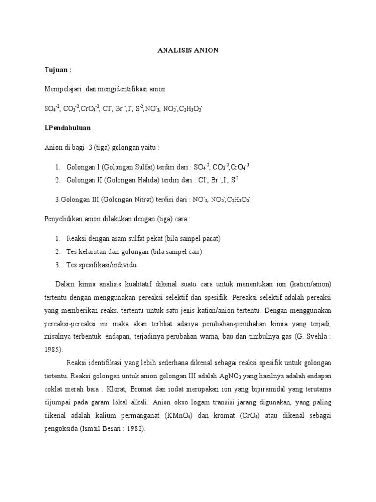 Analisis Anion | PDF