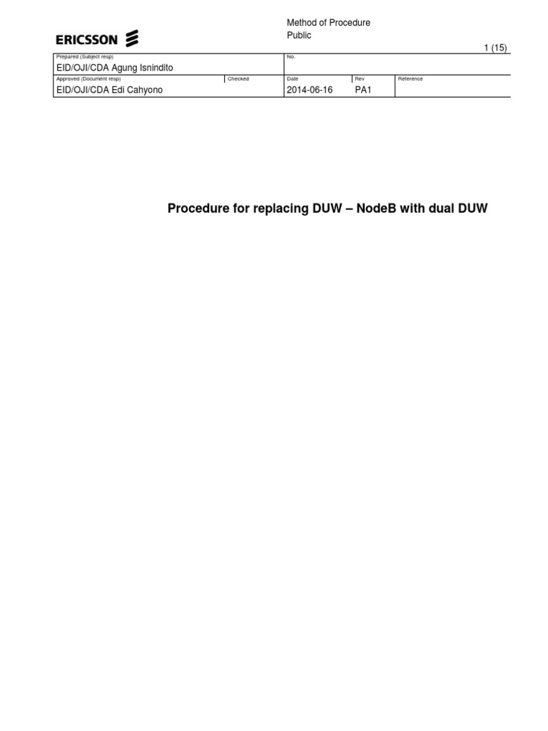 Procedure For Replacing DUW - NodeB With Dual DUW PDF | PDF | Computer ...