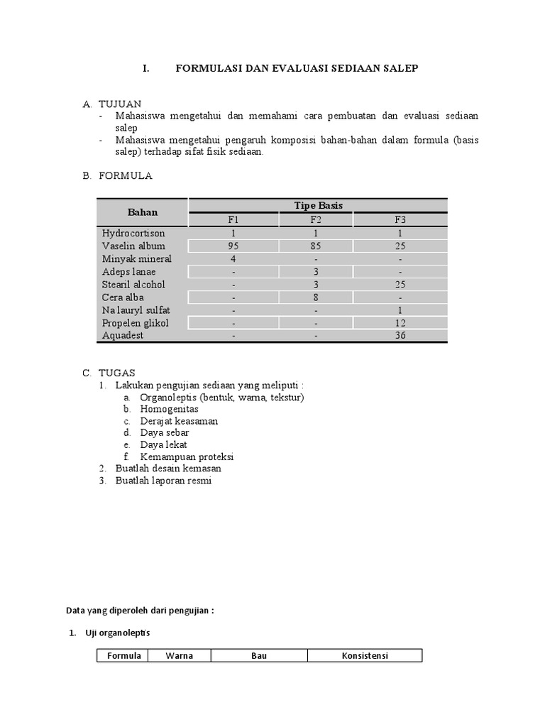 Tugas Praktikum (ANALISIS FORMULASI DAN EVALUASI SEDIAAN SALEP) | PDF