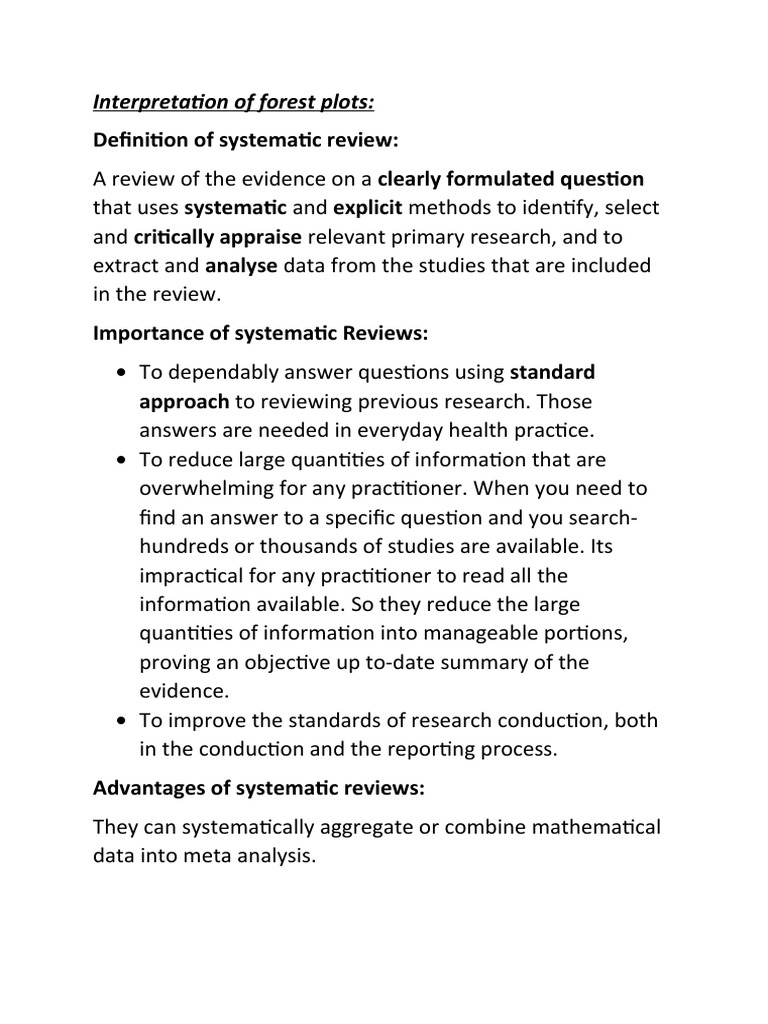 Interpretation of Forest Plots Notes | PDF | Meta Analysis | Systematic ...