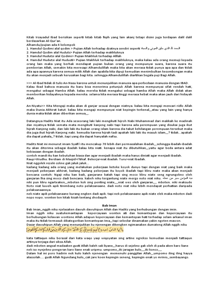 Rangkuman Keterangan Irsyadul Ibad | PDF